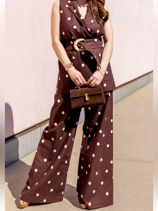 Sezane | Pants & Jumpsuits | Sezane Brown And White Polka Dotted Pants ...